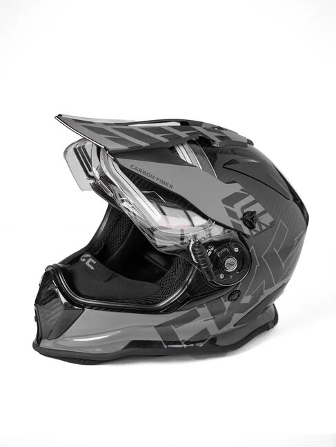 Снегоходный шлем СКС PROGRESS карбоновый с застежкой Buckle с подогревом