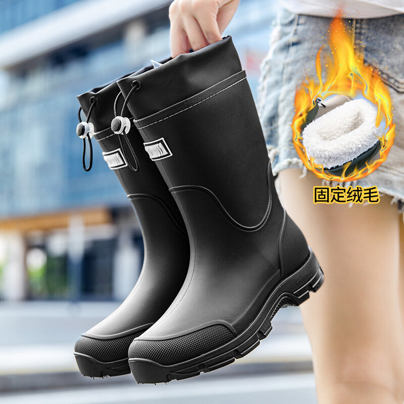 Новые резиновые сапоги, парные резиновые сапоги, простой стиль для активного отдыха, повседневная мужская обувь для воды, резиновые сапоги, нескользящие, водонепроницаемые, подходят для дождливых дней, женские сапоги. EU:43