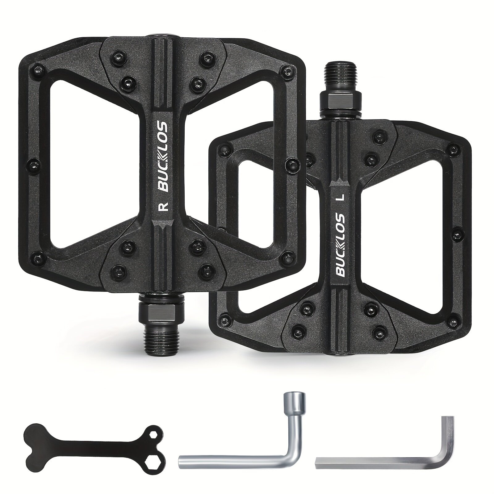 Плоские педали для горного велосипеда 9/16 дюйма, цвет черный