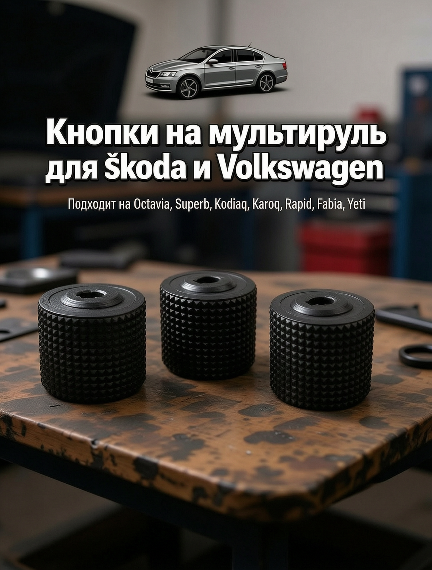 Крутилка мультируля Skoda (колёсико джойстика) — ремкомплект 3 шт, 3D. Octavia, Superb, Kodiaq, Rapid, Fabia, Yeti