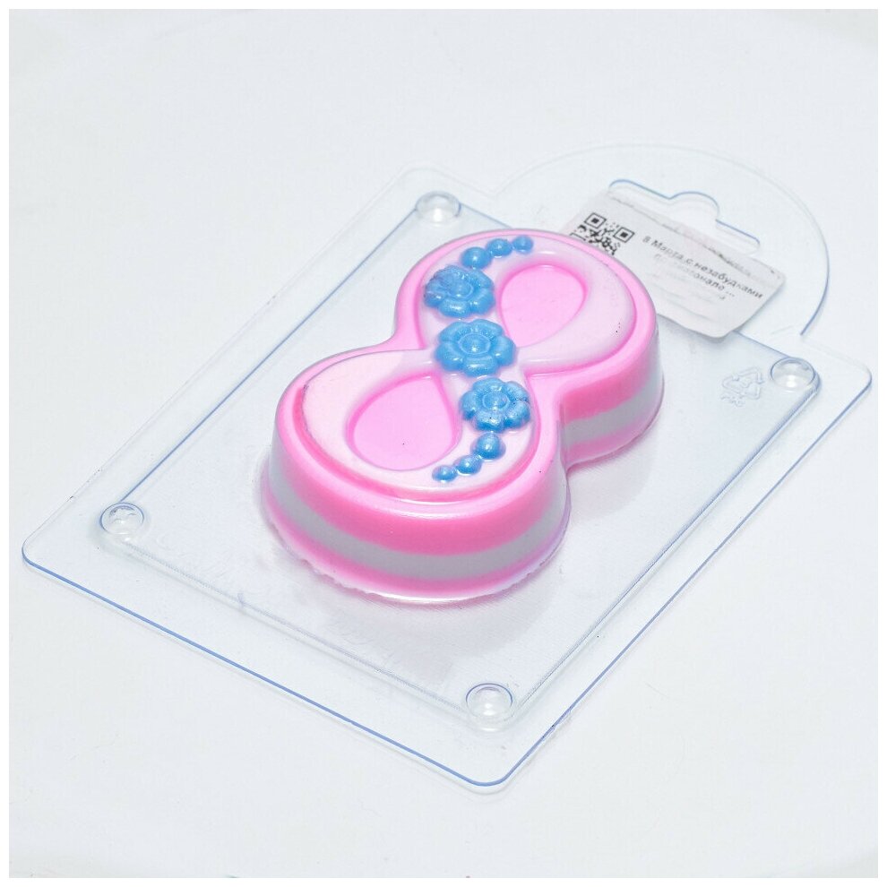 8 Марта с незабудками по диагонали - формочка пластиковая для изготовления мыла, шоколада и гипсовых отливок