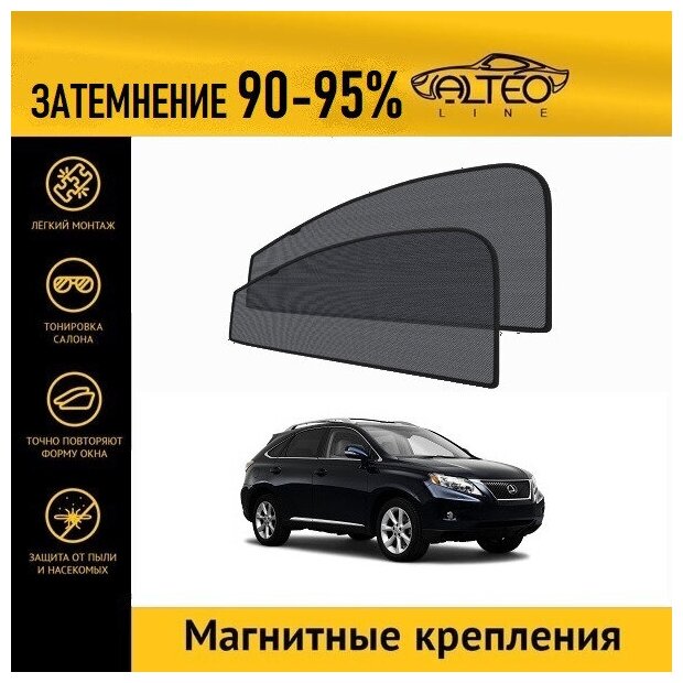 Каркасные автошторки ALTEO PREMIUM на Lexus RX 3 (2008-2012) на передние двери на магнитах с затемнением 90-95