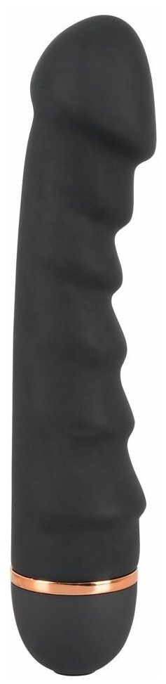 Чёрный вибратор с ребрами Bendy Ripple - 16,5 см.