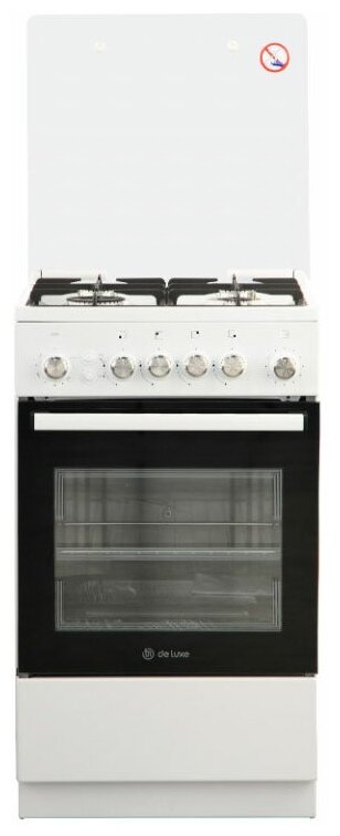 Газовая плита De luxe 5040.30г 50 см, 43 л, 4 конфорки, белый