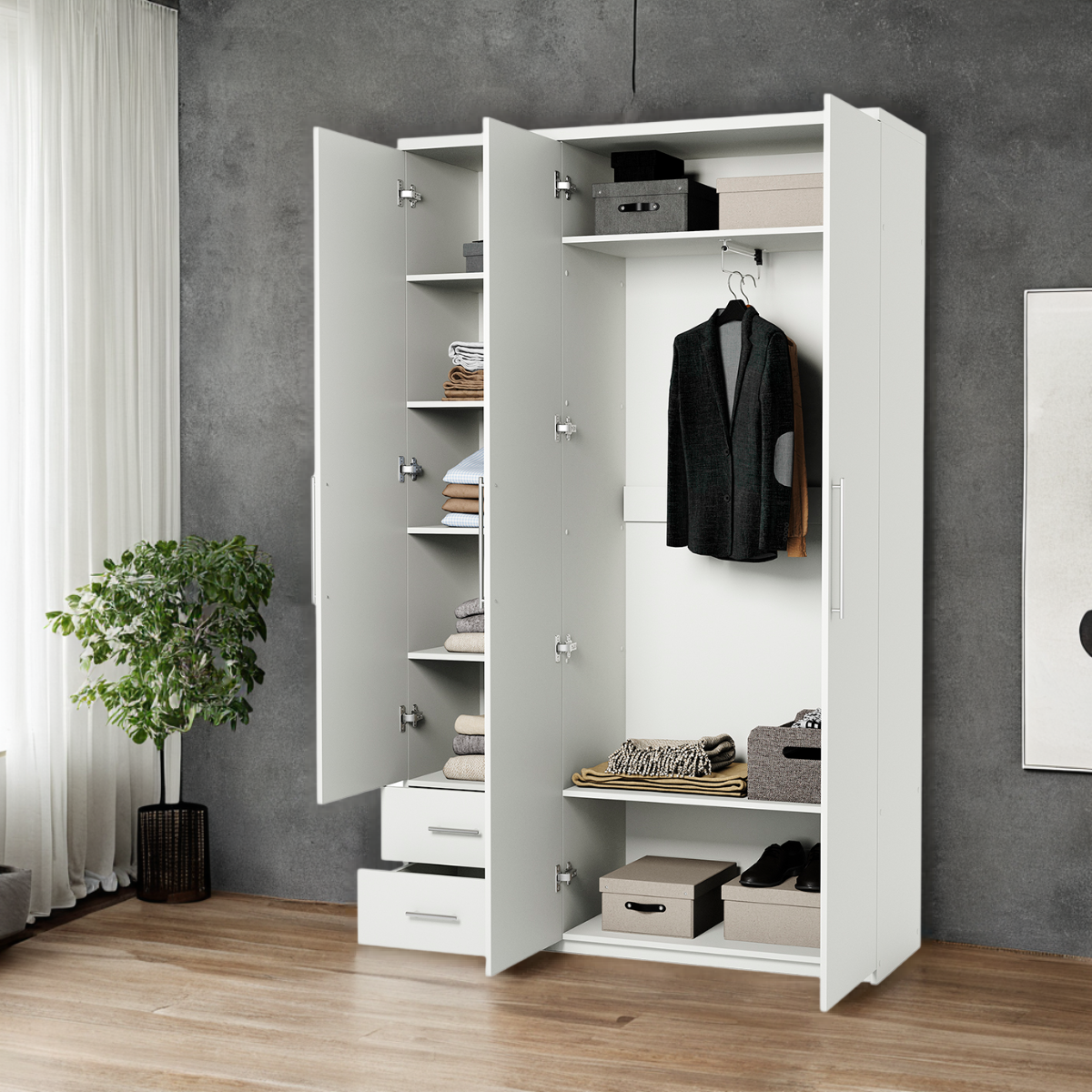 Шкаф трехдверный Мелодия МКЯ-32/1 распашной 90х45х240 см белый