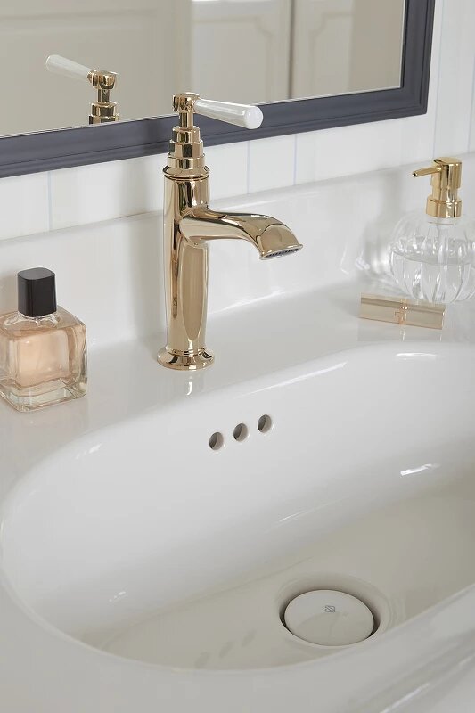 Смеситель для раковины Jacob Delafon Cleo 1889 с донным клапаном, золото глянцевое (E24307-BGG)