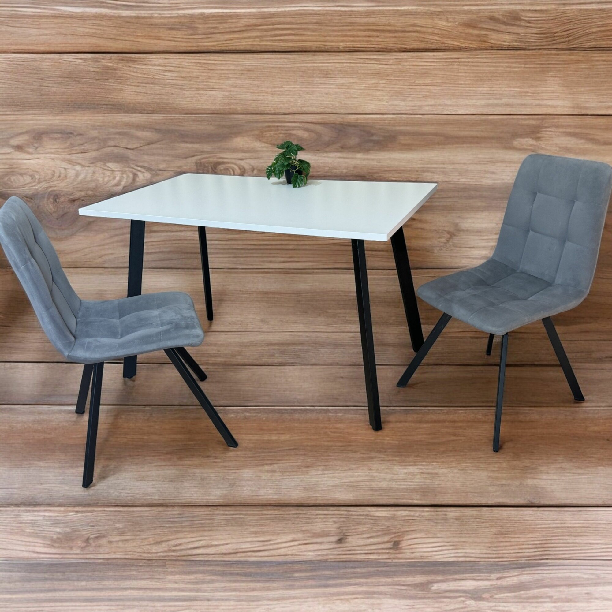 Стол обеденный Ник/ цвет столешницы Белый, 120*70 см. Ножки ник черные.