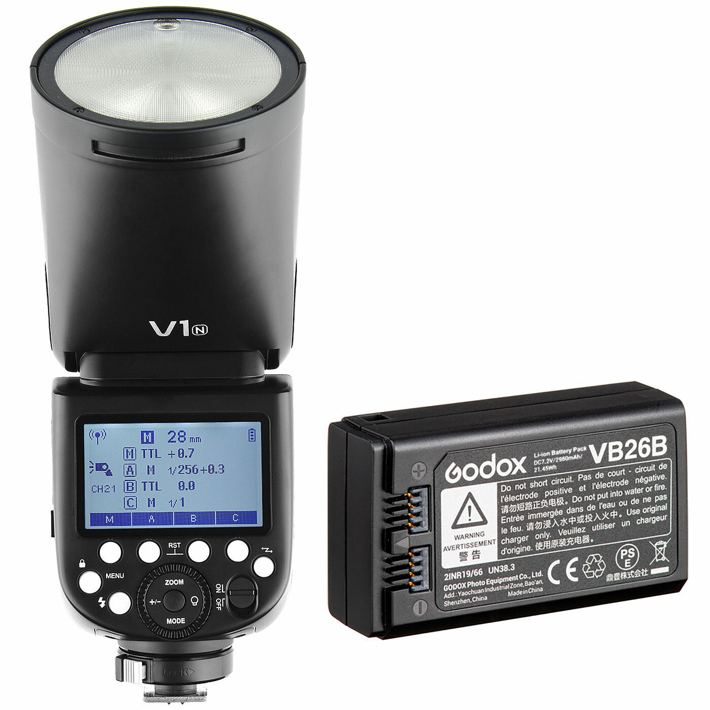 Вспышка Godox V1N + доп аккумулятор Godox VB26B для Nikon