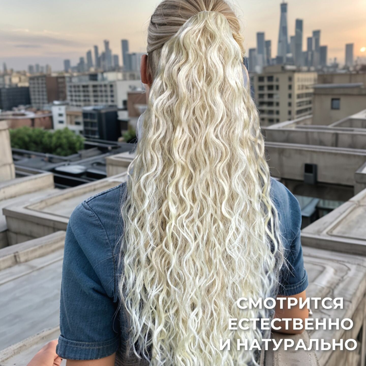 VIP-PARIK Хвост для волос длинный кудрявый, шиньон на крабе