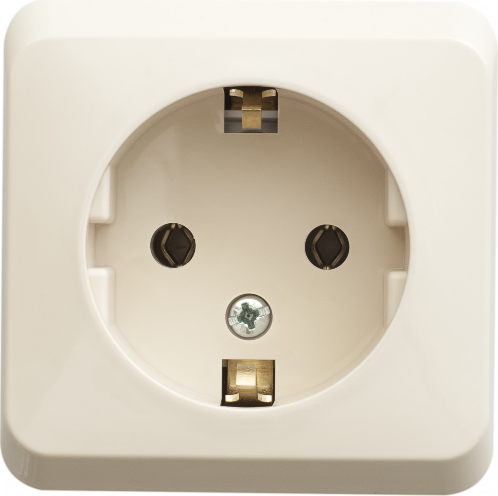 Розетка силовая штепсельная Systeme Electric / Систем Электрик Этюд, 16А 250В IP20 кремовый, с заземляющим контактом PA16-003K / электрооборудование