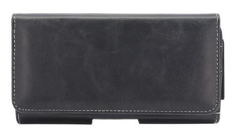 Кожаный чехол кобура с двумя отделениями для смартфонов до 6,7' (Black)