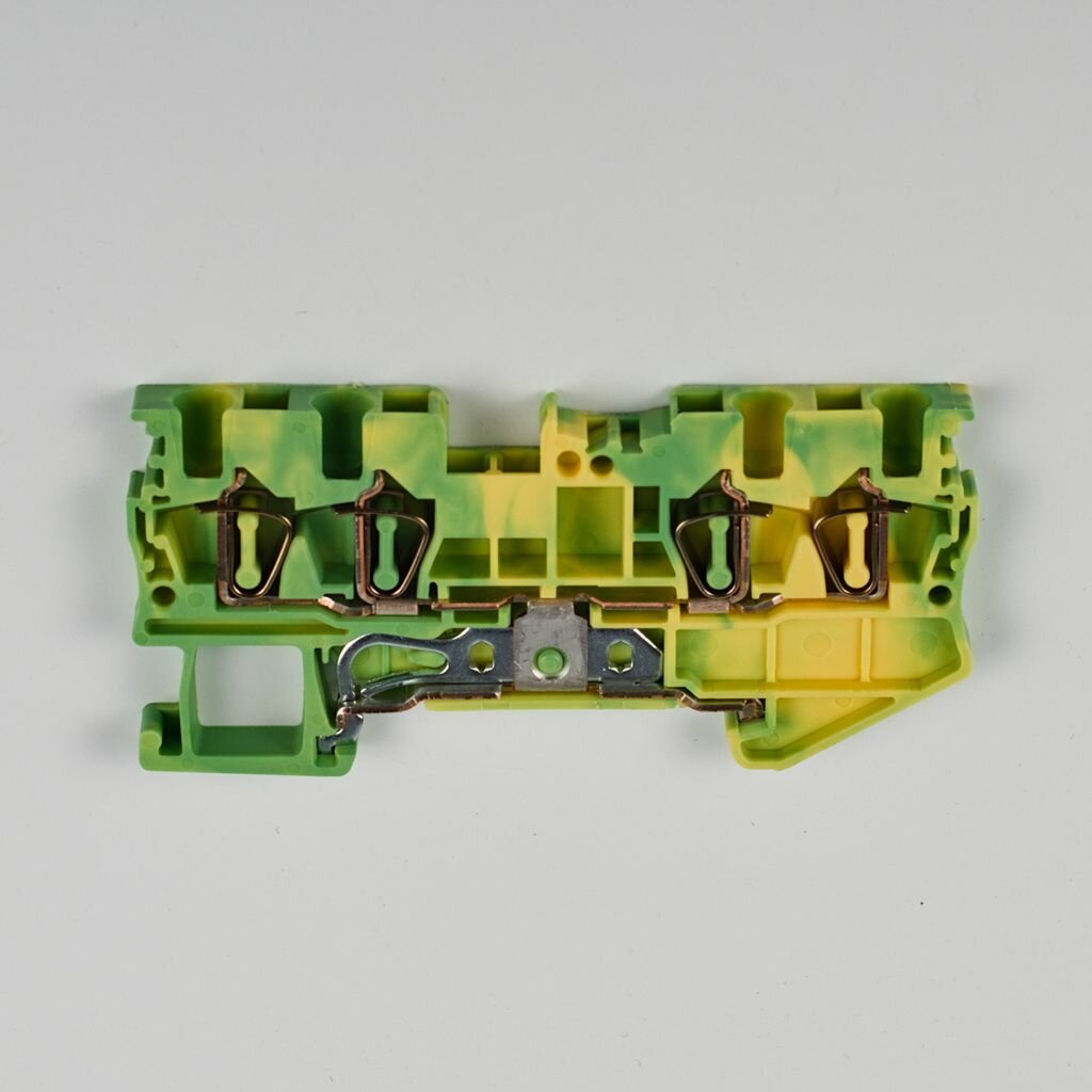 AK2.5-TR-PE четырехконтактная клемма заземления 2.5 mm2, проходная, безвинтовая Dinkle, цвет синий.