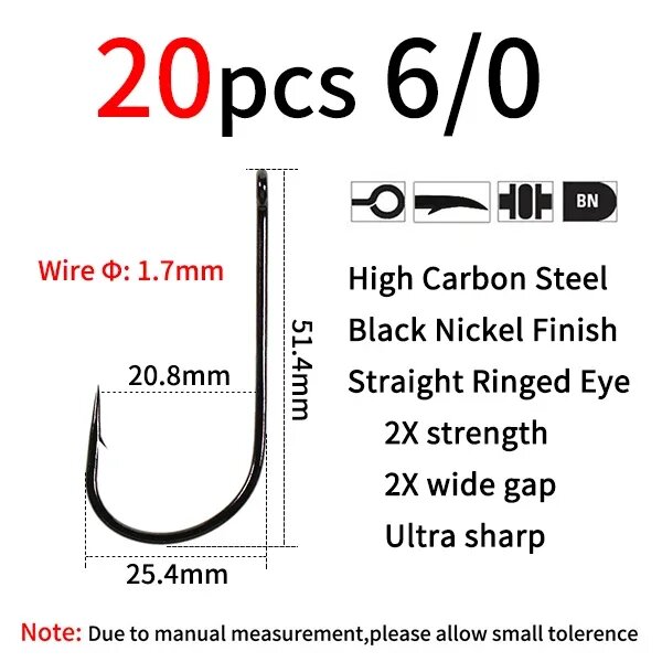 Elllv Абердинские крючки для морской рыбалки 20 шт Черный, 20pcs 610
