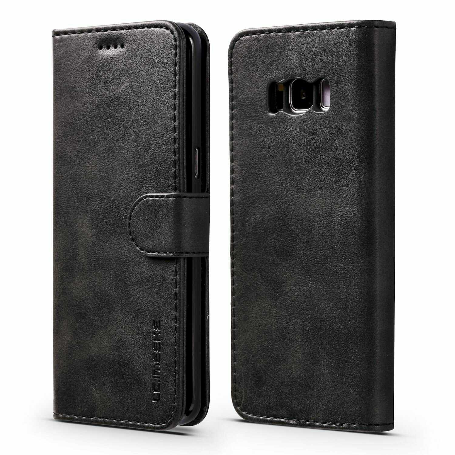 LCIMEEKE Кожаный книжка чехол для Samsung Galaxy S8 Plus/ S8+ (Самсунг Галакси C8+/ C8 Плюс) с визитницей из экокожи