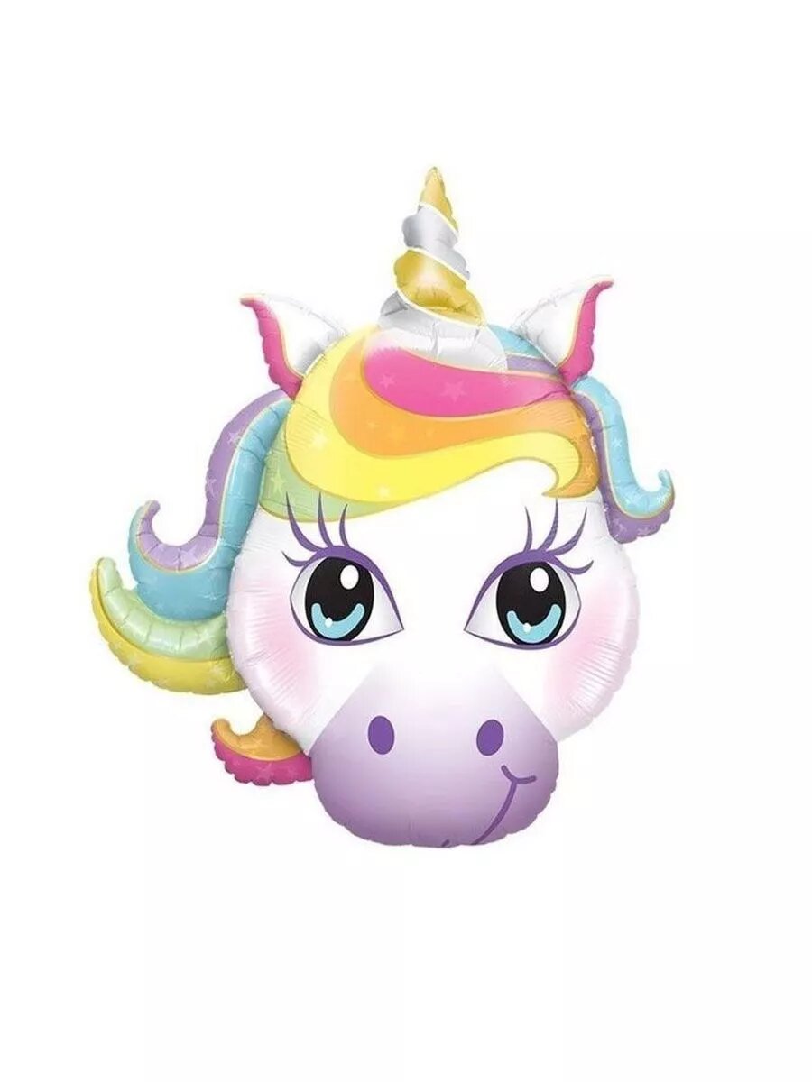 Голова Единорог, фольгированный шар (36"/91 см ) 1 шт. / Веселуха