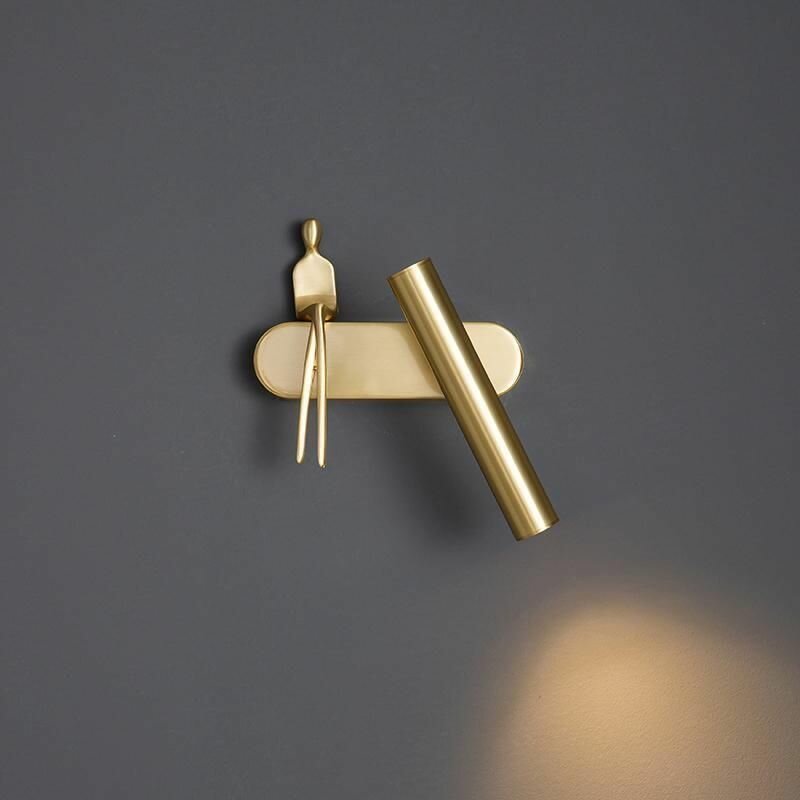 Настенный светильник, вращающаяся светодиодная медь, маленькое украшение в виде золотого человечка, прикроватный столик