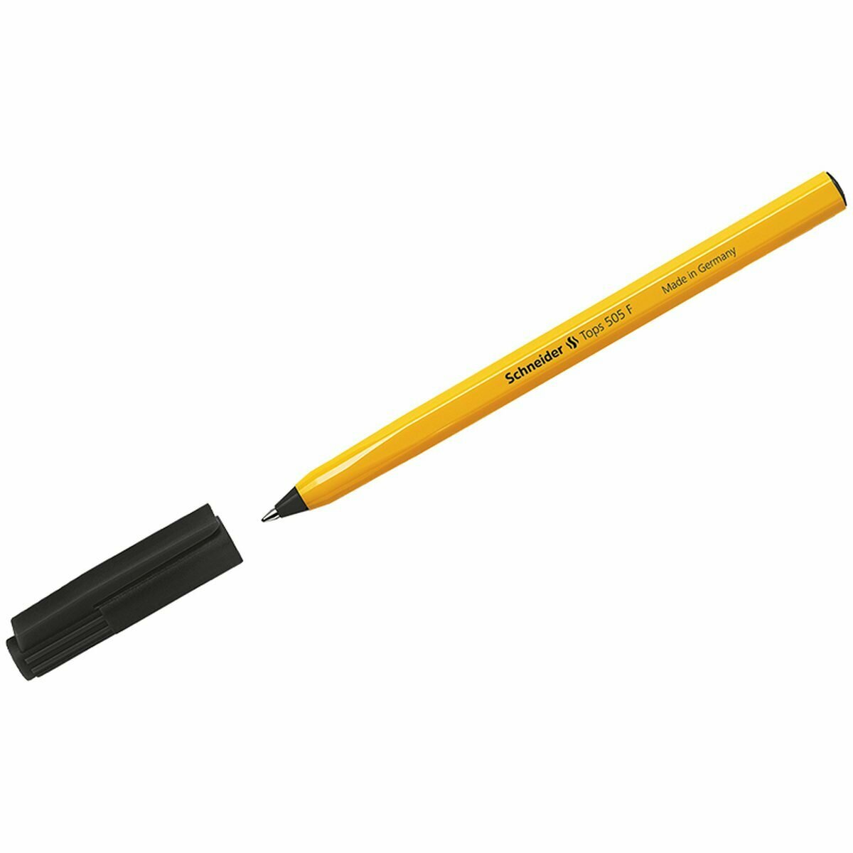 Ручка шариковая Schneider Tops 505 F (0.3мм, черная, корпус желтый) (150501), 50шт.