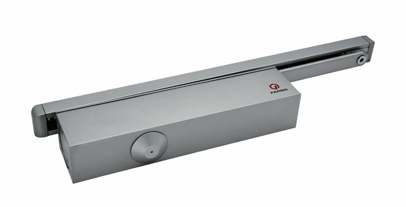 Доводчик дверной FARGO F93B CAM EN-2-5 BC+DA до 180кг серый со скользящим каналом и рычагом