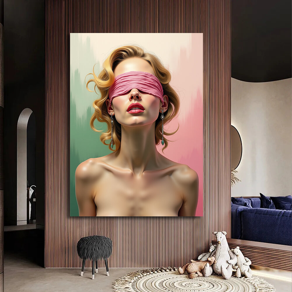 Девушка с закрытыми глазами / яркий поп арт, картина в спальню / на стену, 20х30 см.