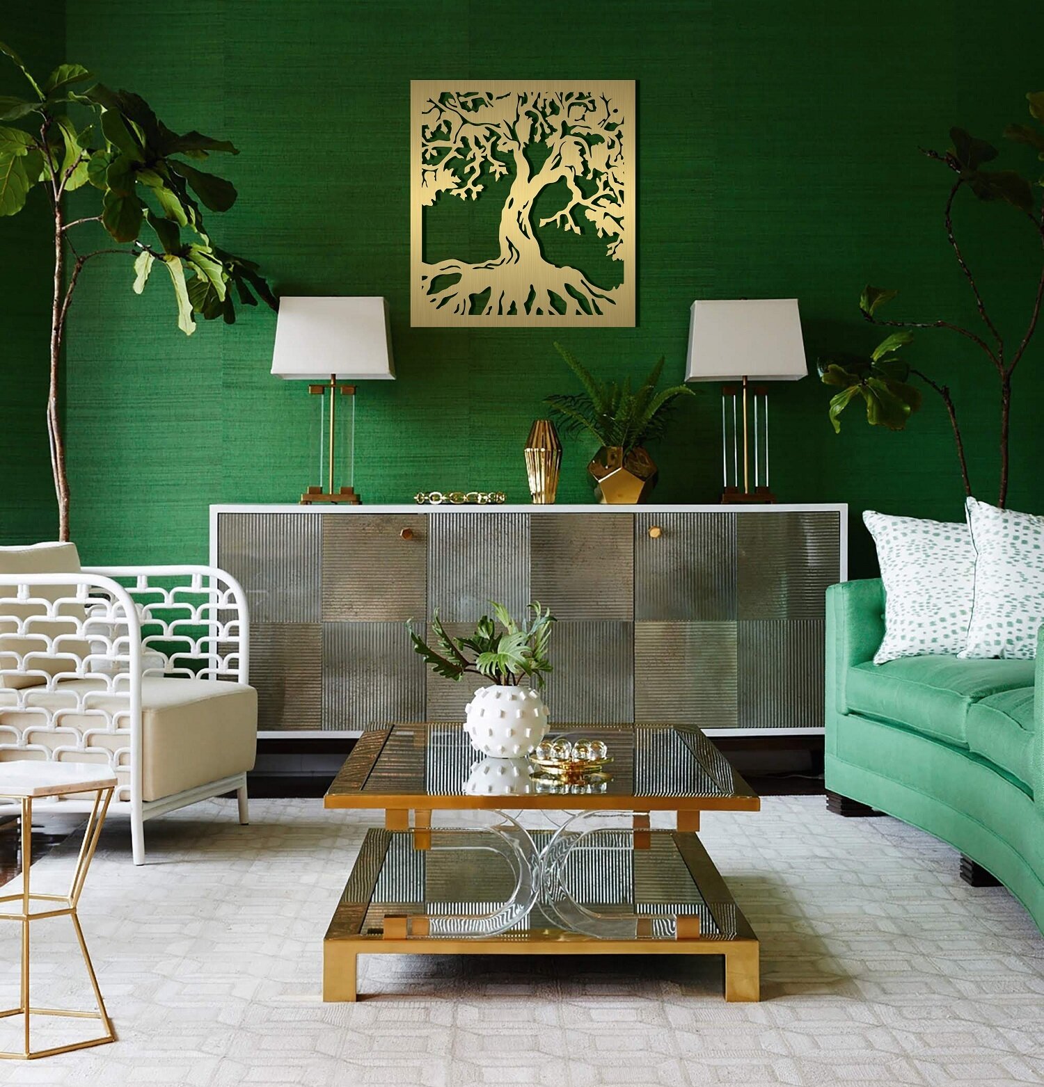 Панно "Кельтское дерево в раме". Цвет золото. 47х42см.