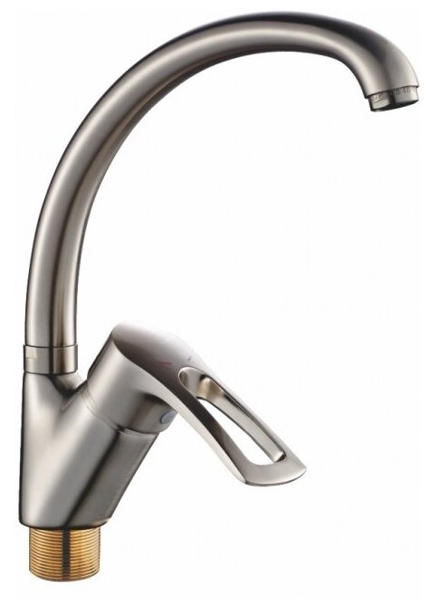 Смеситель VIKO V-8804 для кухонной мойки, латунь, рычажный, поворотный, серебристый
