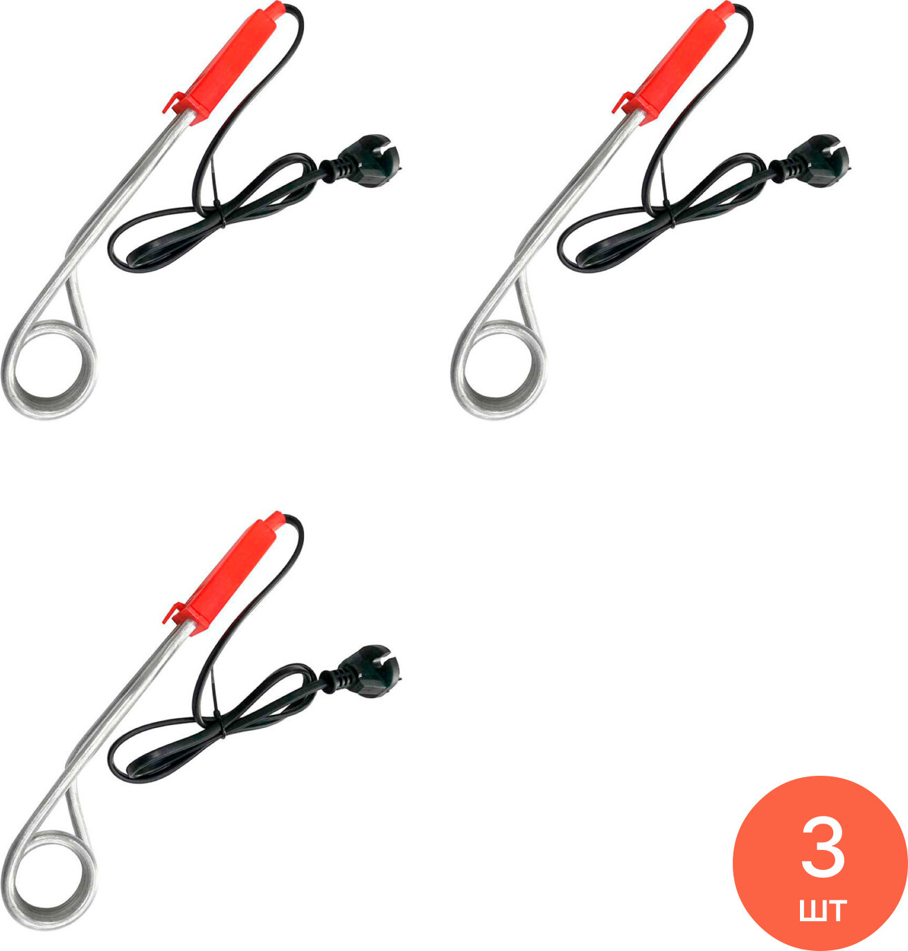 Кипятильник Матрёна МА-252 электрический, погружной, алюминиевый, длина нагревательного элемента 16см, 2000Вт / товары для дома (комплект из 3 шт)