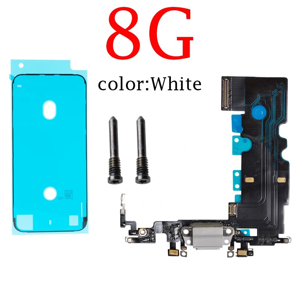 Для iPhone 7G 7 8G 8 Plus X зарядный порт док-станция разъем для наушников аудио разъем + замена гибкого кабеля микрофона For 8G White
