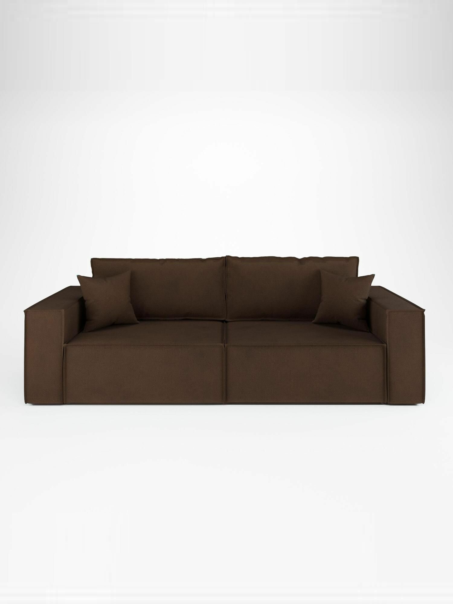 Прямой диван-кровать Manons Maison Hygge, раскладной механизм Еврокнижка, Велюр шоколад, 250х100х86 см