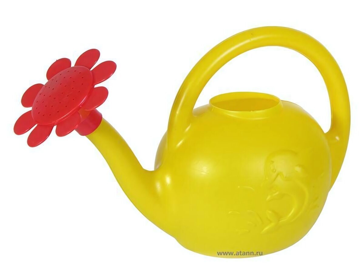 Лейка 1,5л с рассеивателем Ромашка, пластик, ярко-жёлтая для дачи