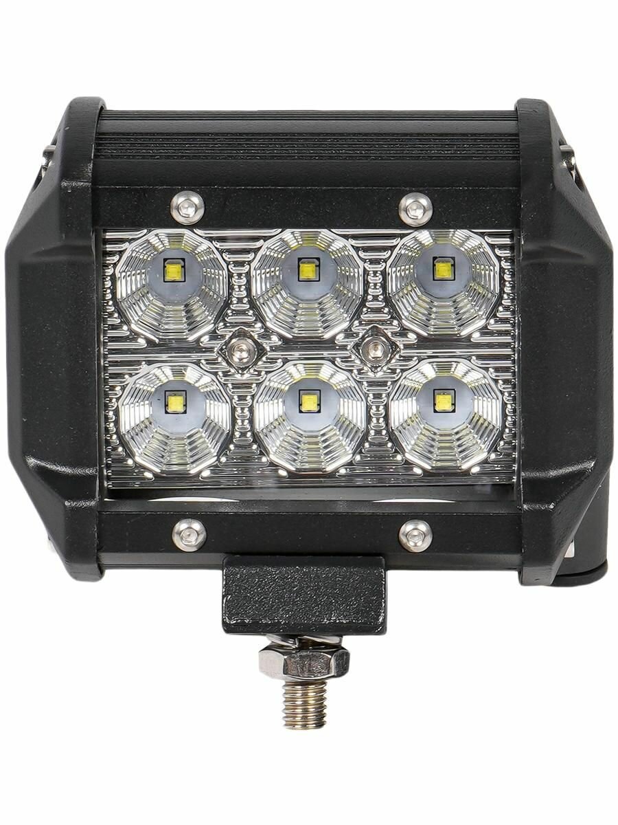 Фара светодиодная (балка) двухрядная 6LED рассеянный свет 18Вт 98х78х65 12/24В