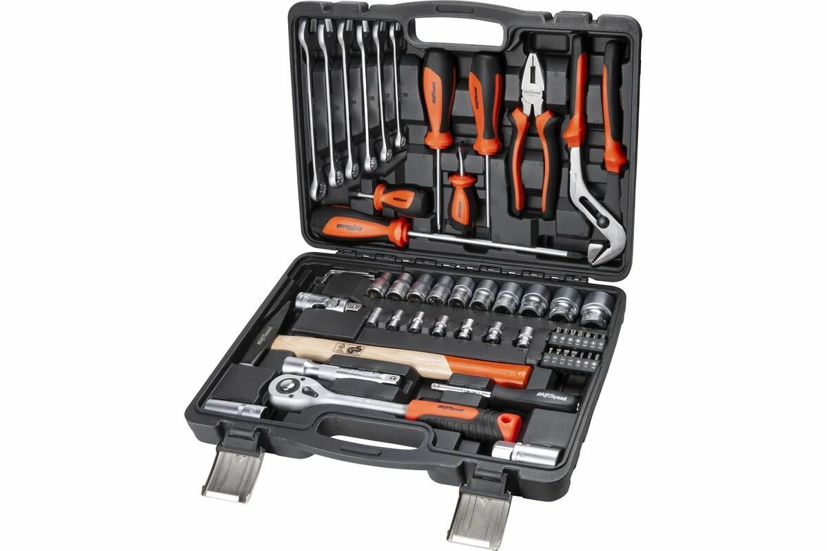 Набор инструментов для автомобиля в чемодане "AV Steel" 56 предм. 1/4",1/2" профессион.