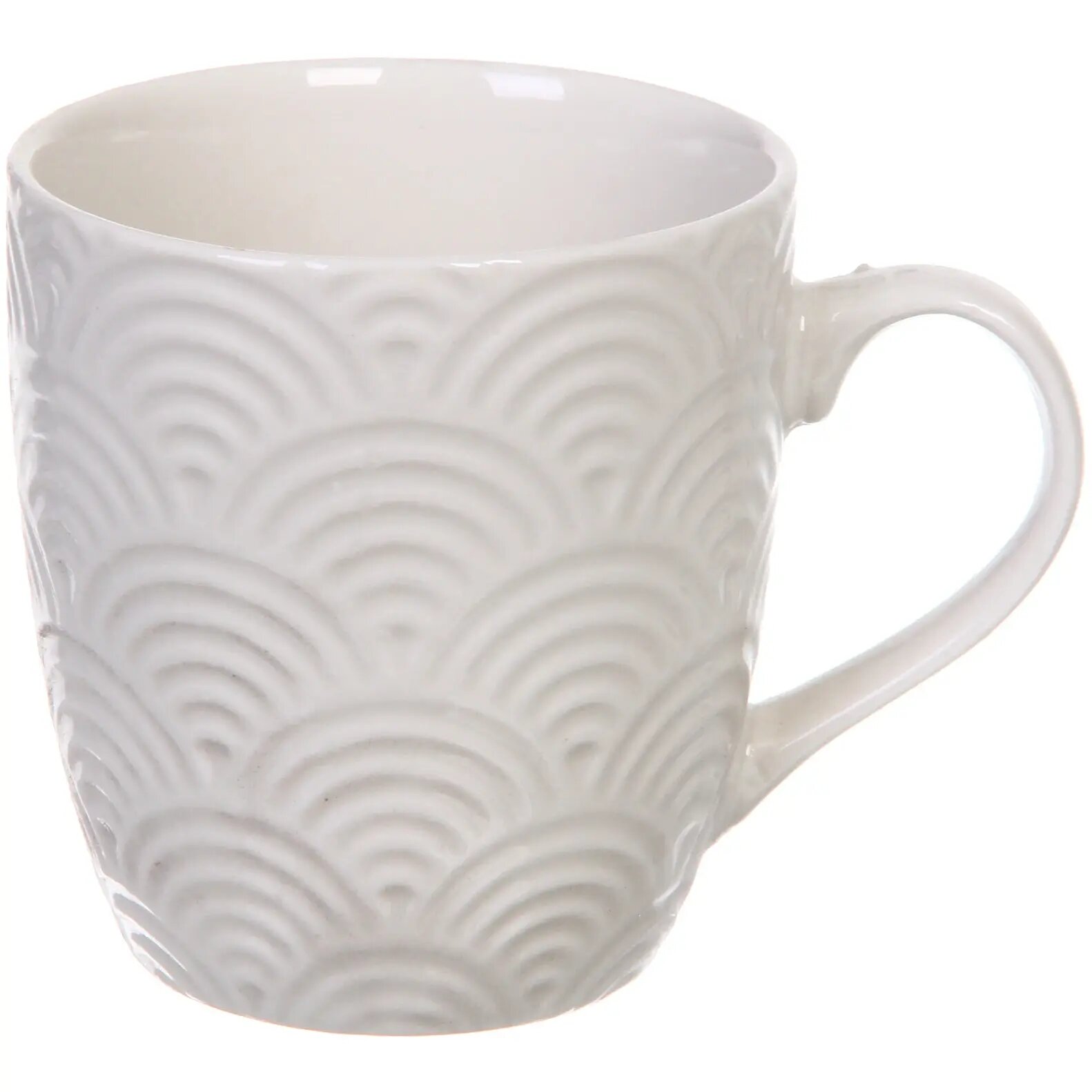 Кружка керамическая 200мл, белый цвет с рельефным узором, удобная ручка