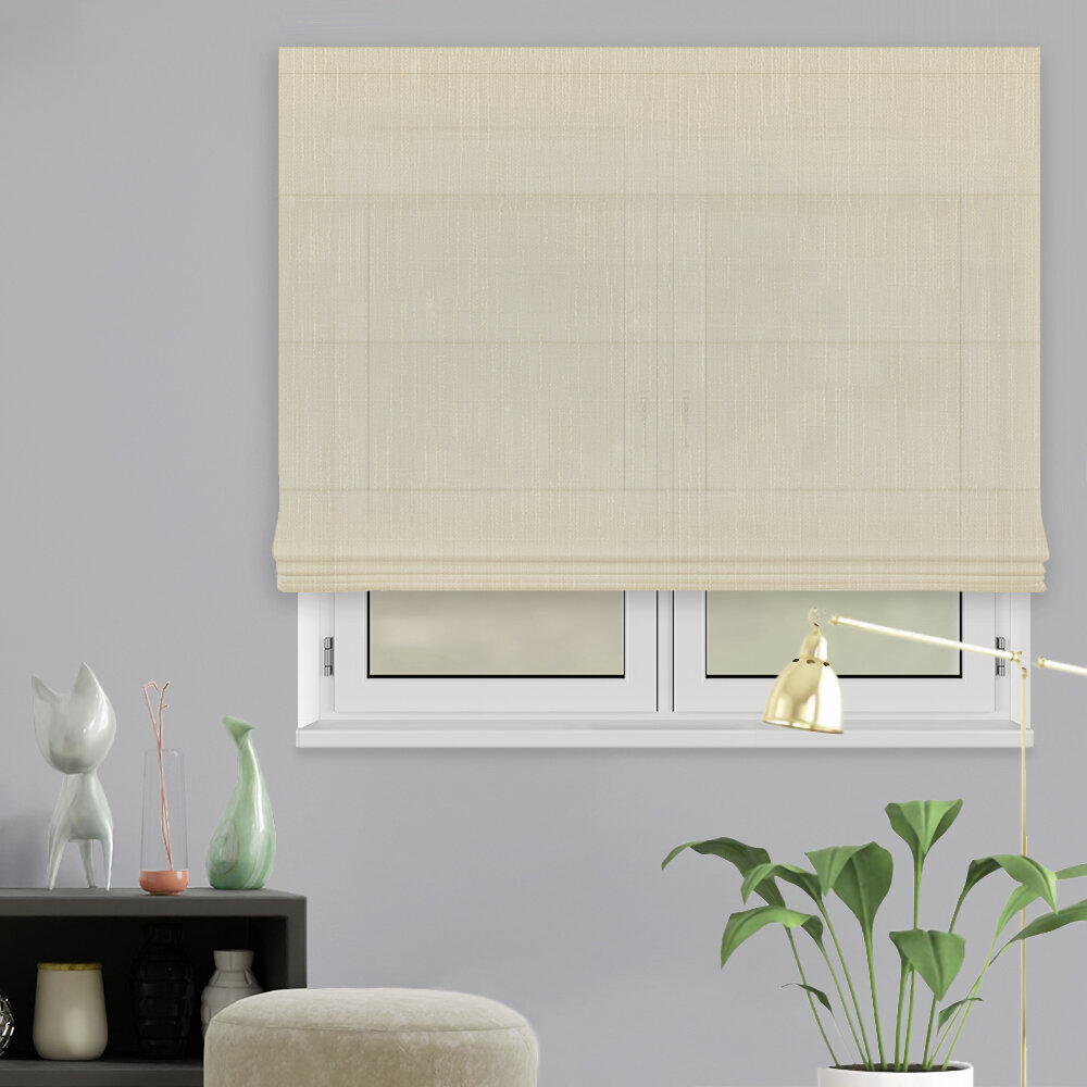 Римская штора тюль OLEXDECO 60х170 см "Лен" молочный для кухни, гостиной, детской с кордовым карнизом