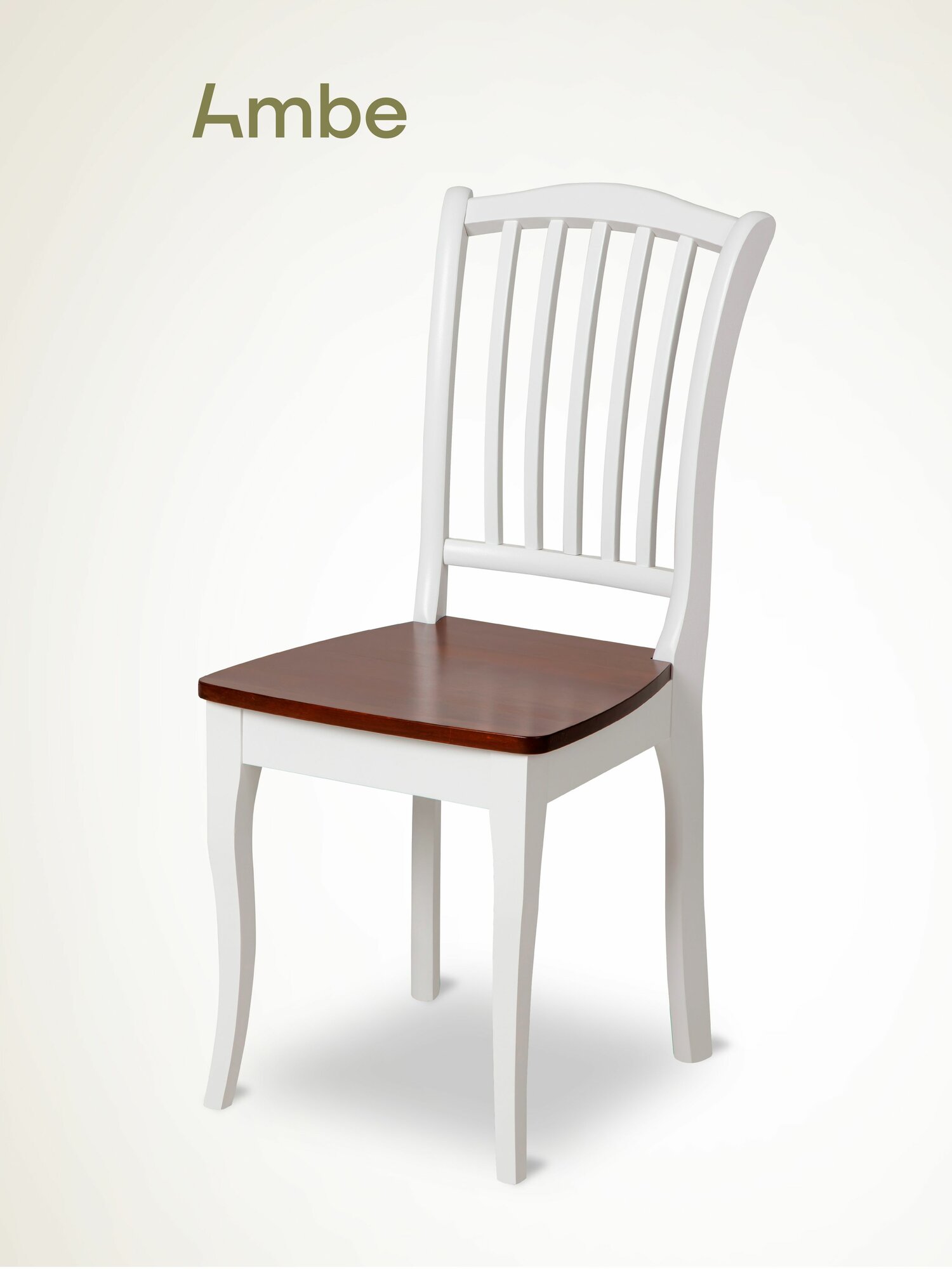 Стул кухонный Ambeм Элин, деревянный со спинкой, с жестким сиденьем, Белый, Темный орех