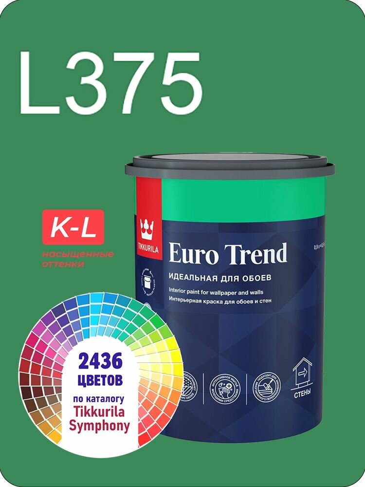 Краска для обоев Tikkurila Euro Trend 0,9л. насыщенные оттенки L375