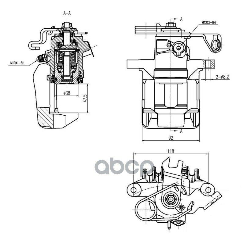 Суппорт тормозной задн. L AUDI A4/A6 1995->, VW Passat B5 2000->, SKODA Superb I 2001-> (диск 10мм, поршень 38мм) S&K арт. SKC.