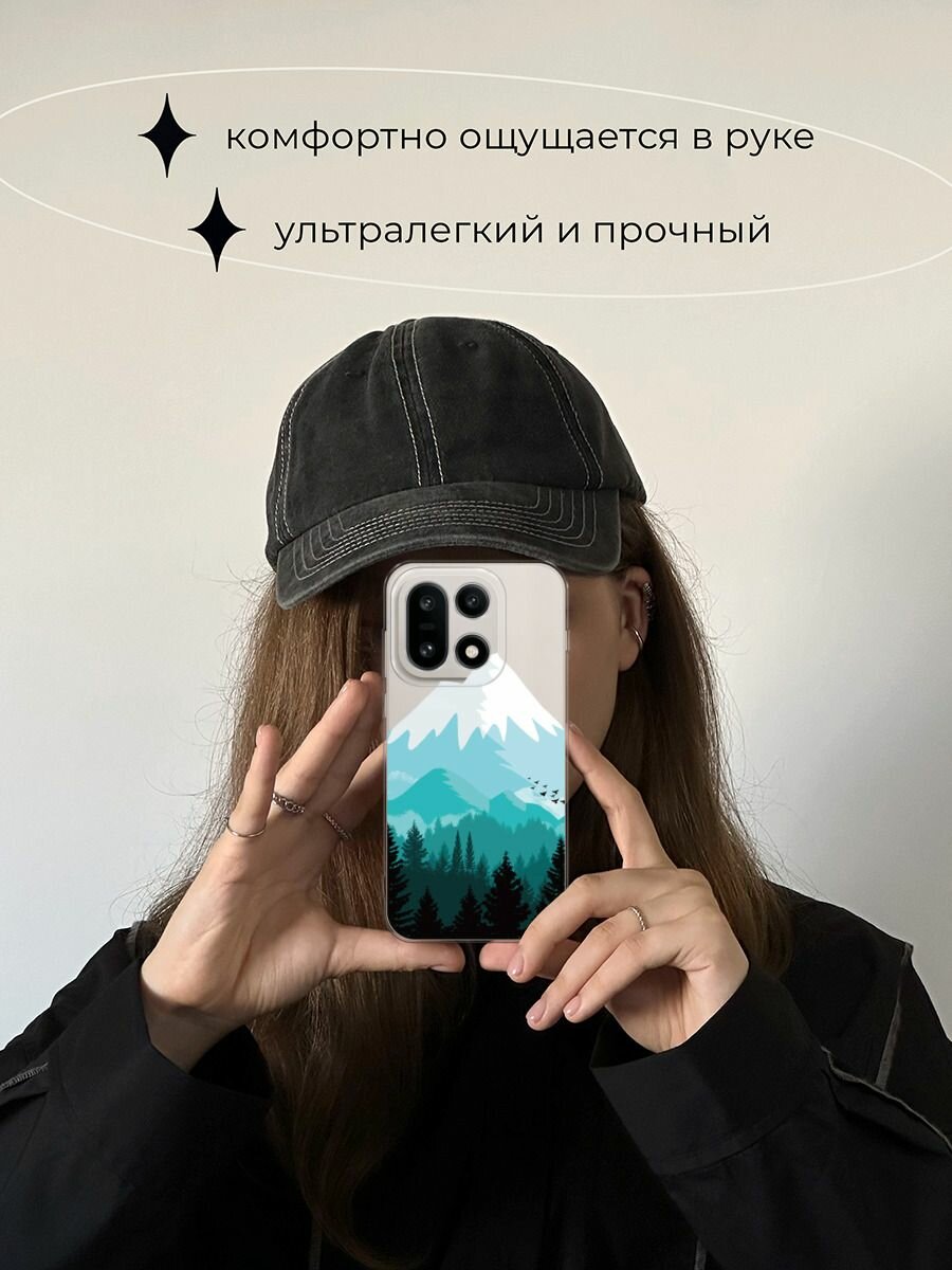 Чехол на OnePlus 15 / Ван Плас 15 с принтом Синяя снежная гора, прозрачный — фото 1