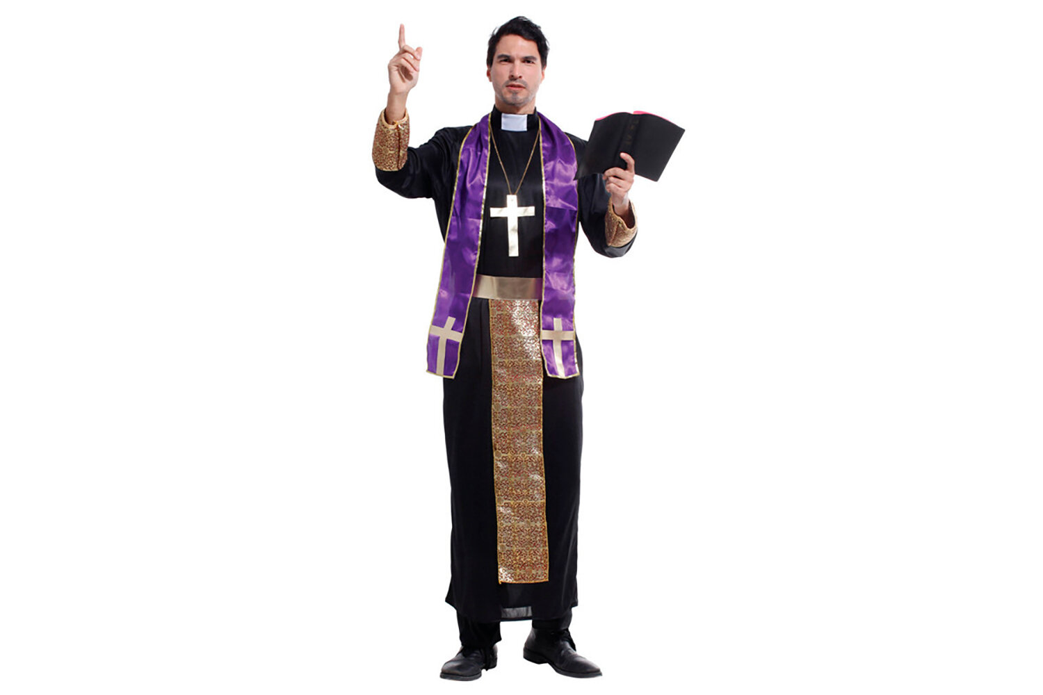 Костюм Пастора с шарфом (халат, ожерелье, шарф, пояс), полиэстер, размер M