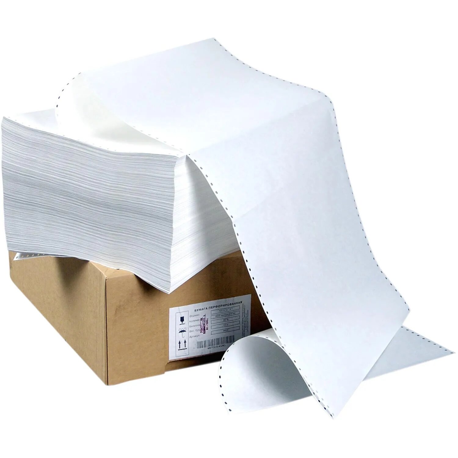 Бумага перфорированная 210мм 1-сл, шаг12 , бел.100%, НП, 1500л/уп