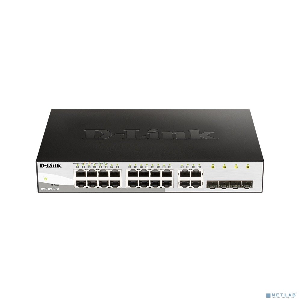 D-Link DGS-1210-20/F2A Управляемый L2 коммутатор с 16 портами 10/100/1000Base-T и 4 комбо-портами 100/1000Base-T/SFP