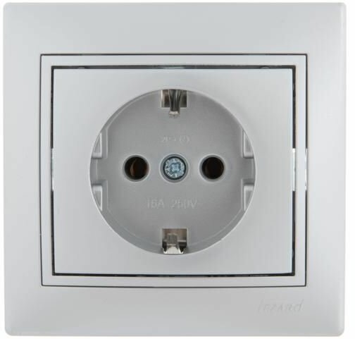 Розетка 1 место с/з керамика LEZARD MIRA С/П металлик серый (евро)