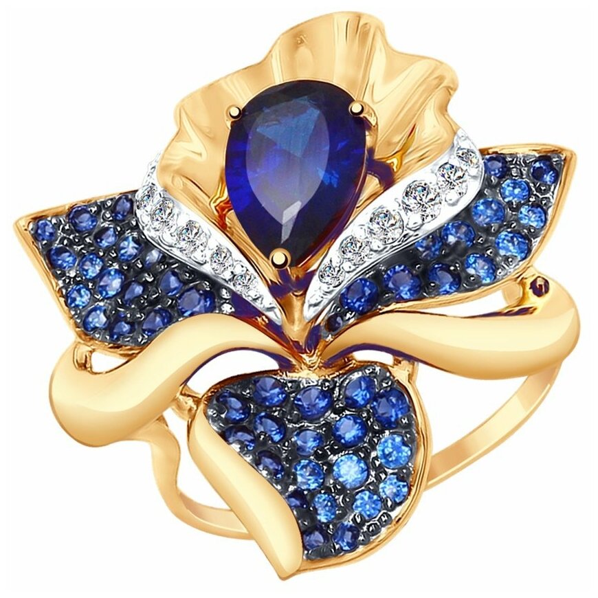 Кольцо SOKOLOV, красное золото, 585 проба, корунд