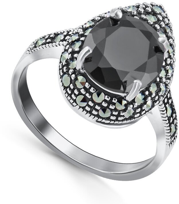 Кольцо, серебро, 925 проба, марказит, фианит