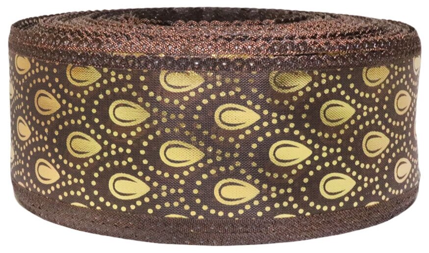 Лента золотые капельки коричневый 23 мм 10 метров для рукоделия