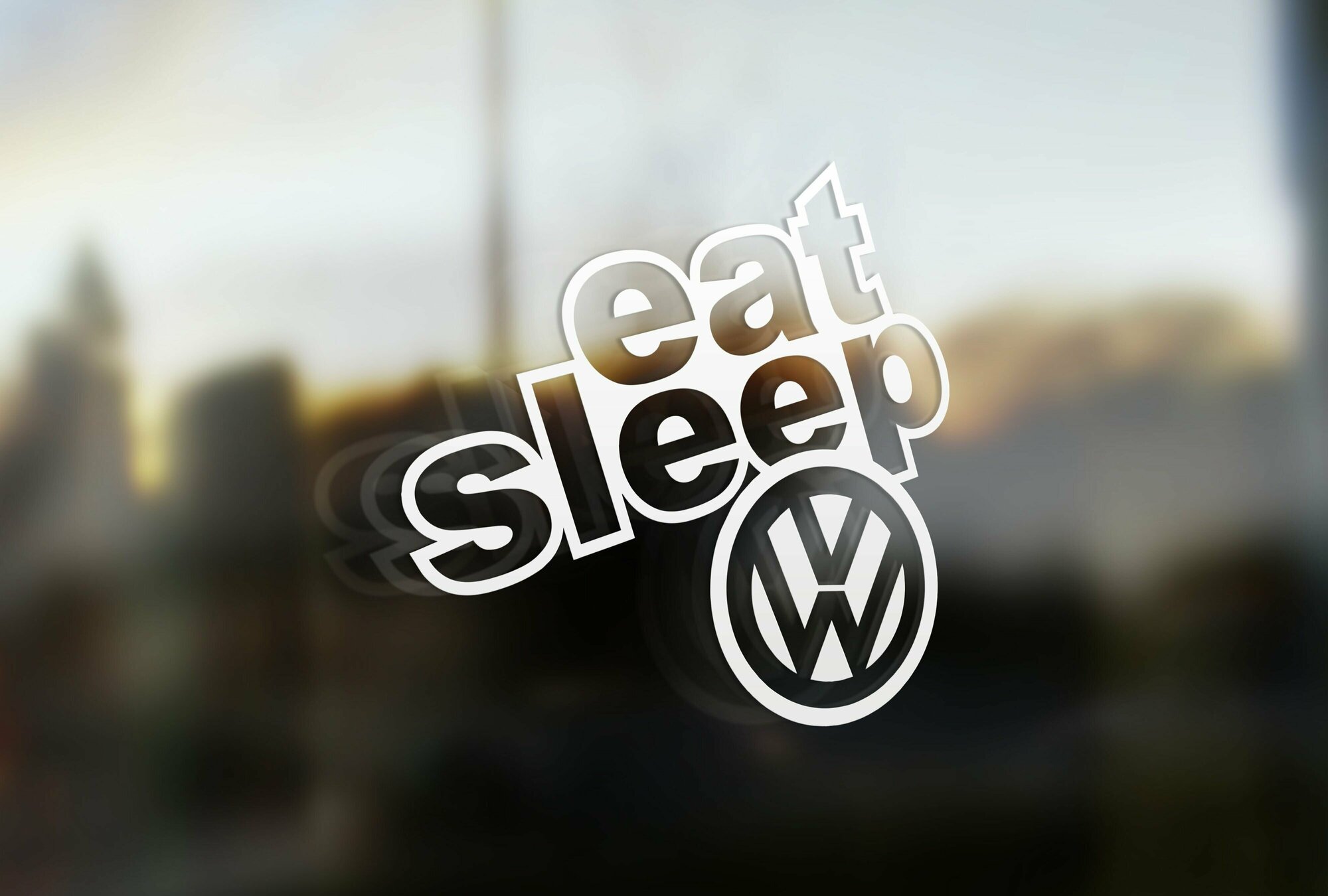 Наклейка на авто Eat Sleep Volkswagen 15х15