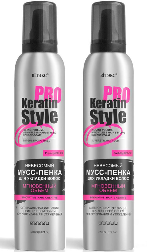 Невесомый мусс-пенка Витэкс, для укладки волос, 200 мл, 2 шт.