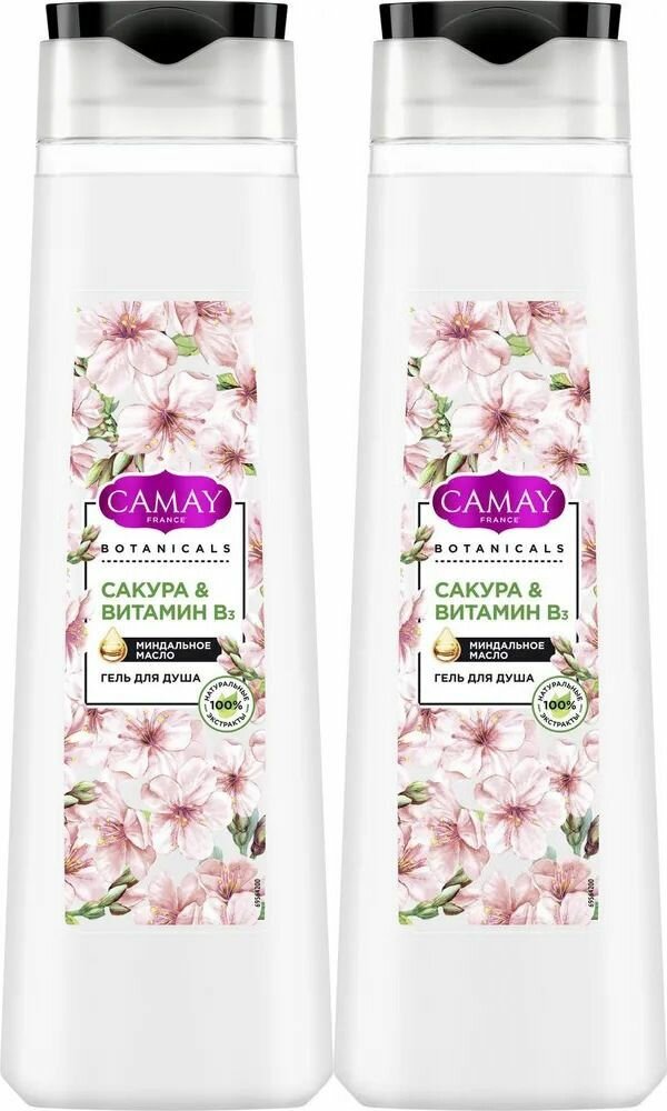 Camay Botanicals гель для душа Японская сакура, 400 мл, 2 шт