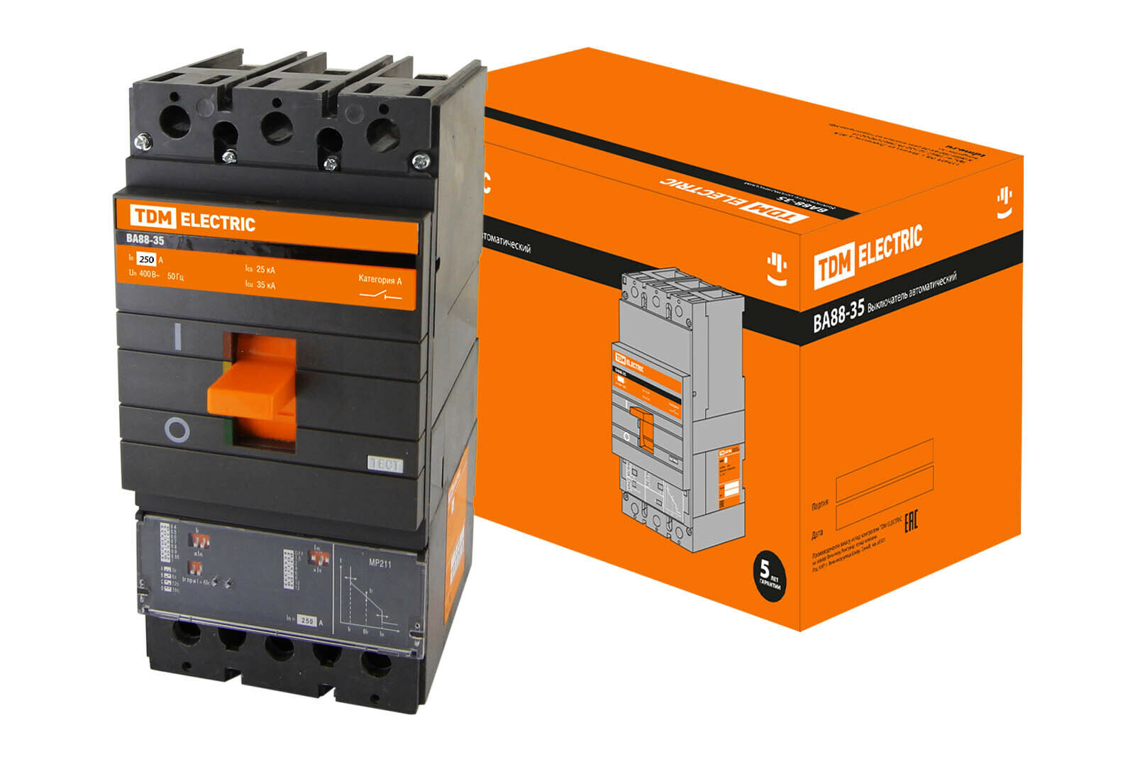 Автоматический выключатель ВА88-35 3Р 250А 35 кА с электронным расцепителем TDM Electric
