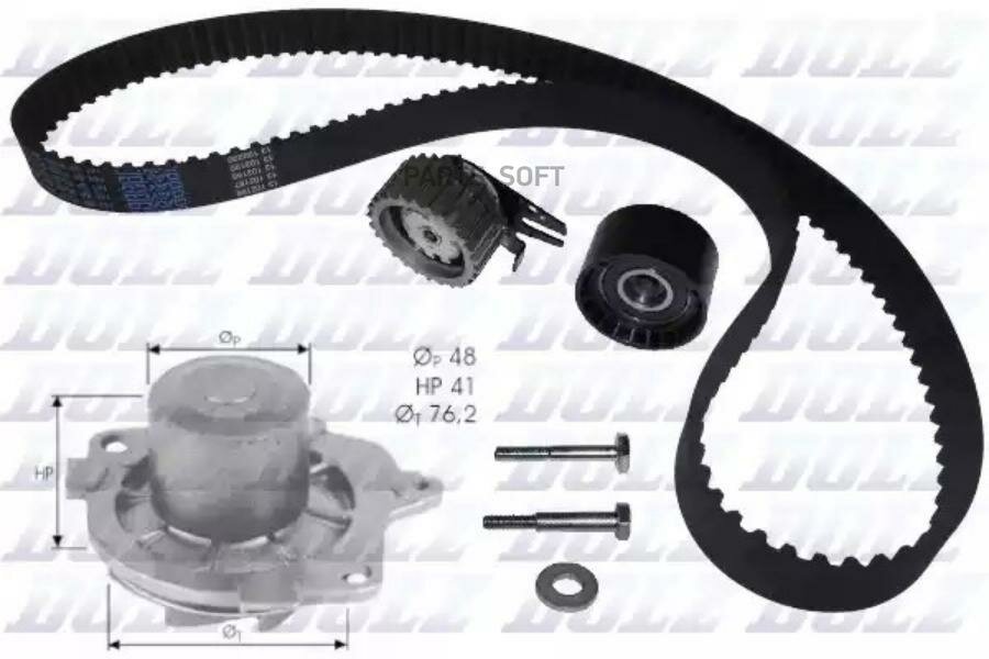 DOLZ Комплект ремня ГРМ ALFA ROMEO/FIAT/OPEL 1.9D (с помпой)