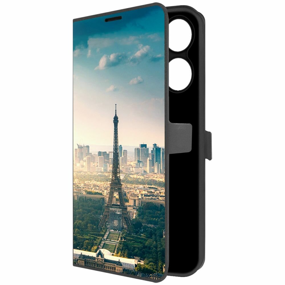Чехол-книжка Krutoff Eco Book для INFINIX Hot 40 Pro Франция, Эйфелева Башня (черный)